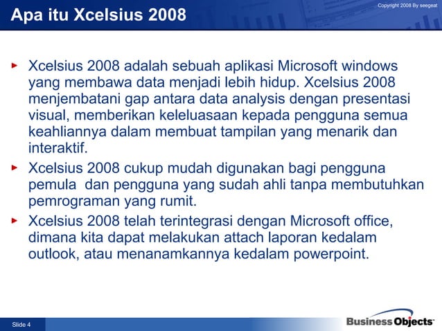 Xcelsius engage Presentation by dashboardcafe.com