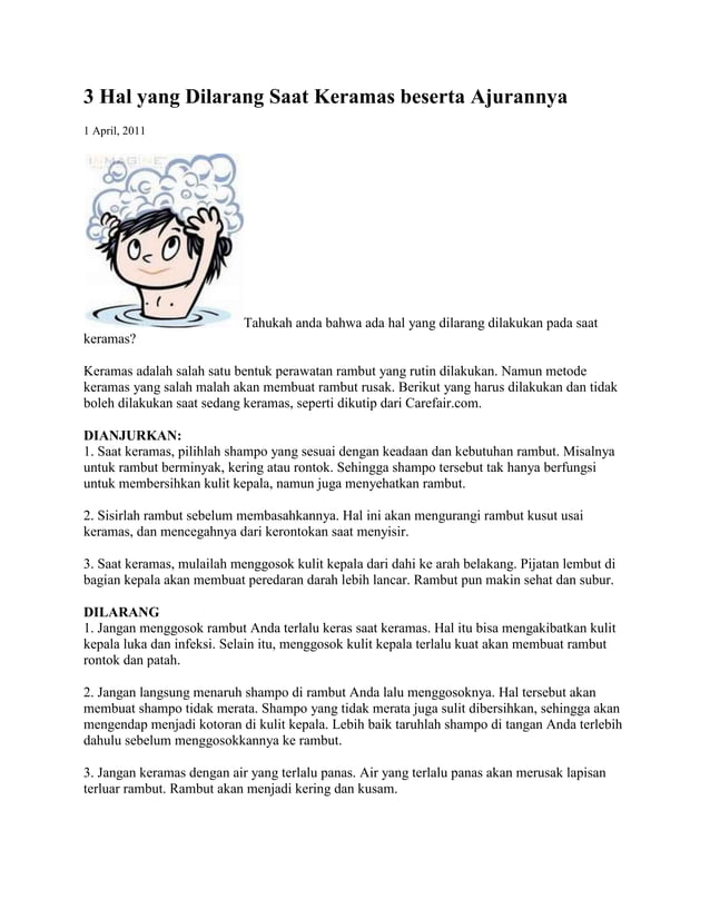 3 hal yang dilarang saat keramas beserta ajurannya | PDF