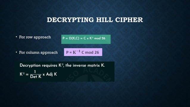 Cryptography_Hill Cipher for graduate student.pptx | Information and ...