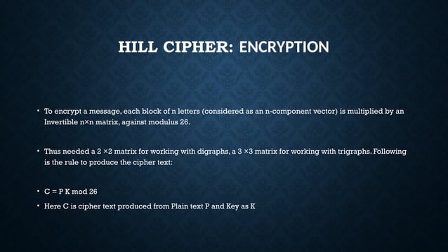 Cryptography_Hill Cipher for graduate student.pptx | Information and ...