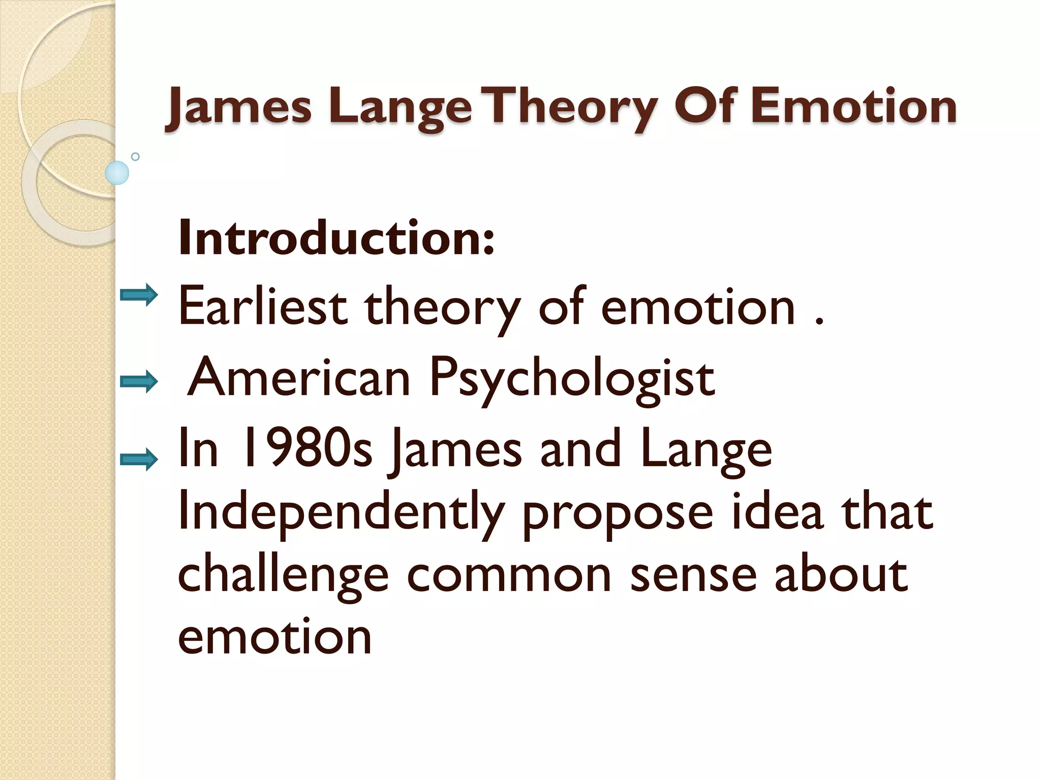 James Lange Theory of Emotion | PPTX