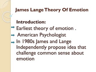 James Lange Theory of Emotion | PPT