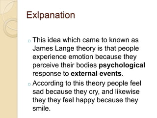 James alnge thoery of emotion | PPTX