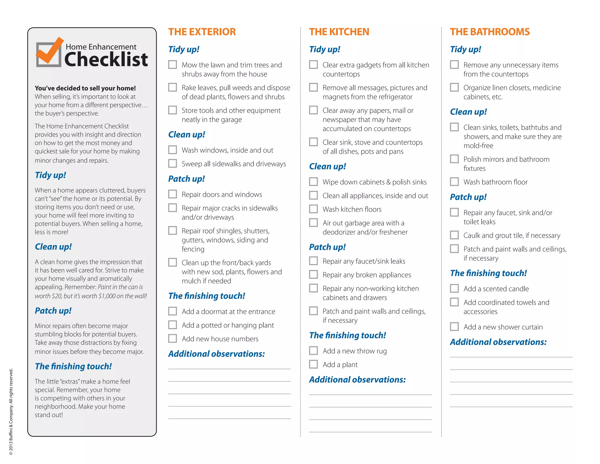 Home Enhancement Checklist | PDF