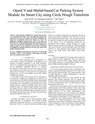 OpenCVand Matlab based Car Parking System Module for Smart City using Circle Hough Transform ...