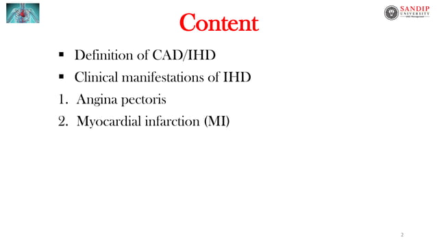 Cardiovascular Pathophysiology- Coronary Artery Disease (CAD)/Ischaemic ...