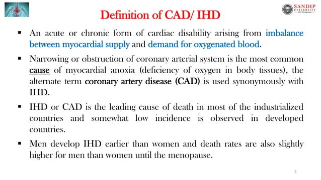 Cardiovascular Pathophysiology- Coronary Artery Disease (CAD)/Ischaemic ...