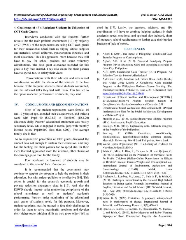 Conditional Cash Transfer (CCT) Program: Students Perception and ...