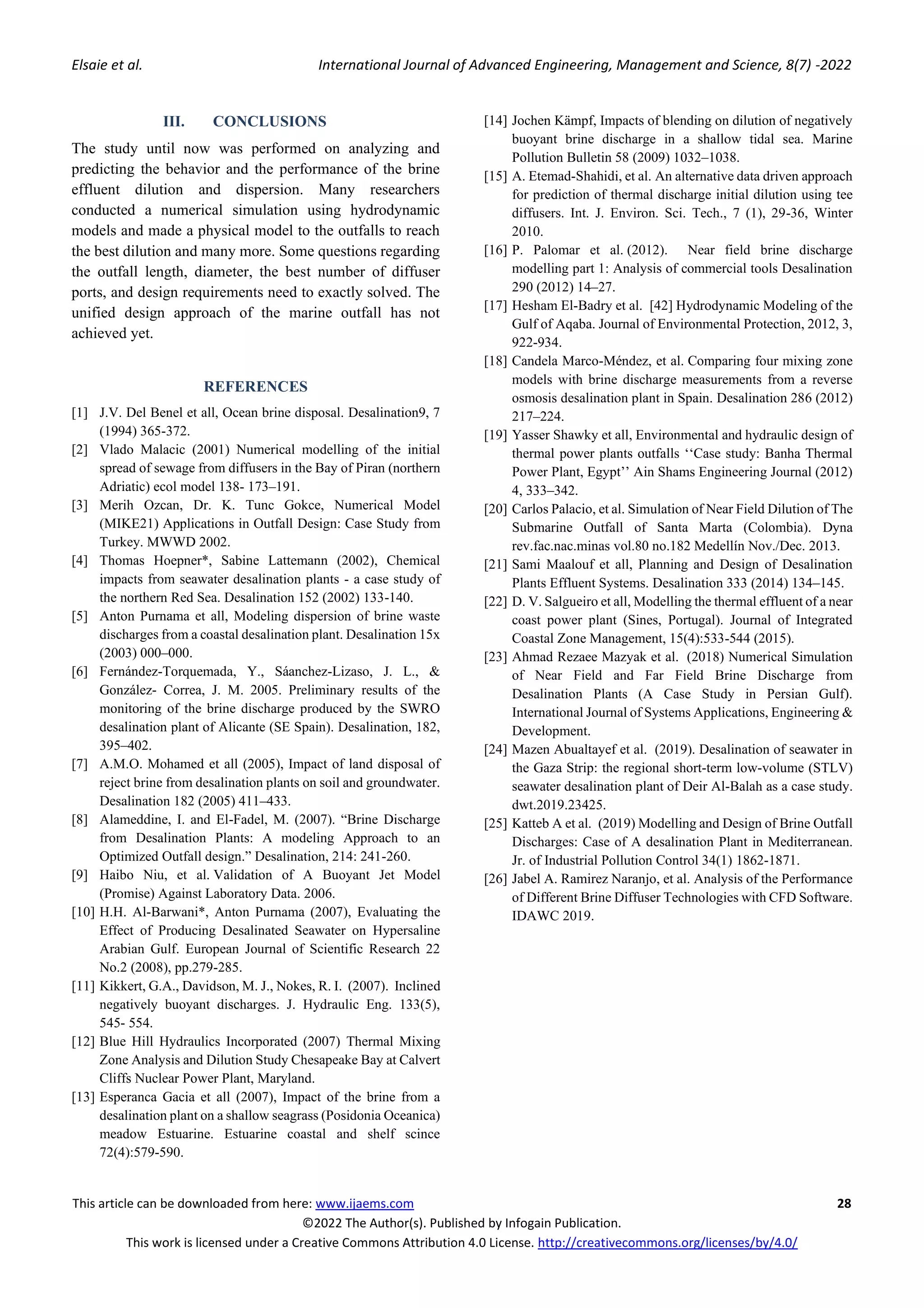 Review on Hydrodynamic Modelling of Desalination Plants Brine Effluent ...