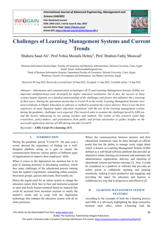 Challenges of Learning Management Systems and Current Trends | PDF