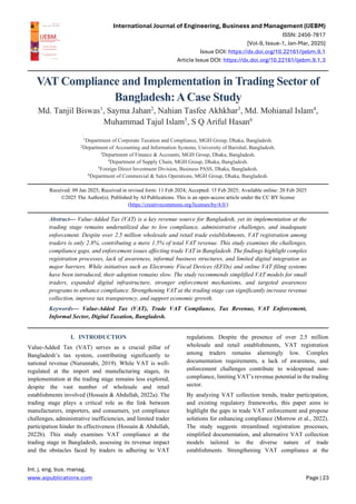 VAT Compliance and Implementation in Trading Sector of Bangladesh: A ...
