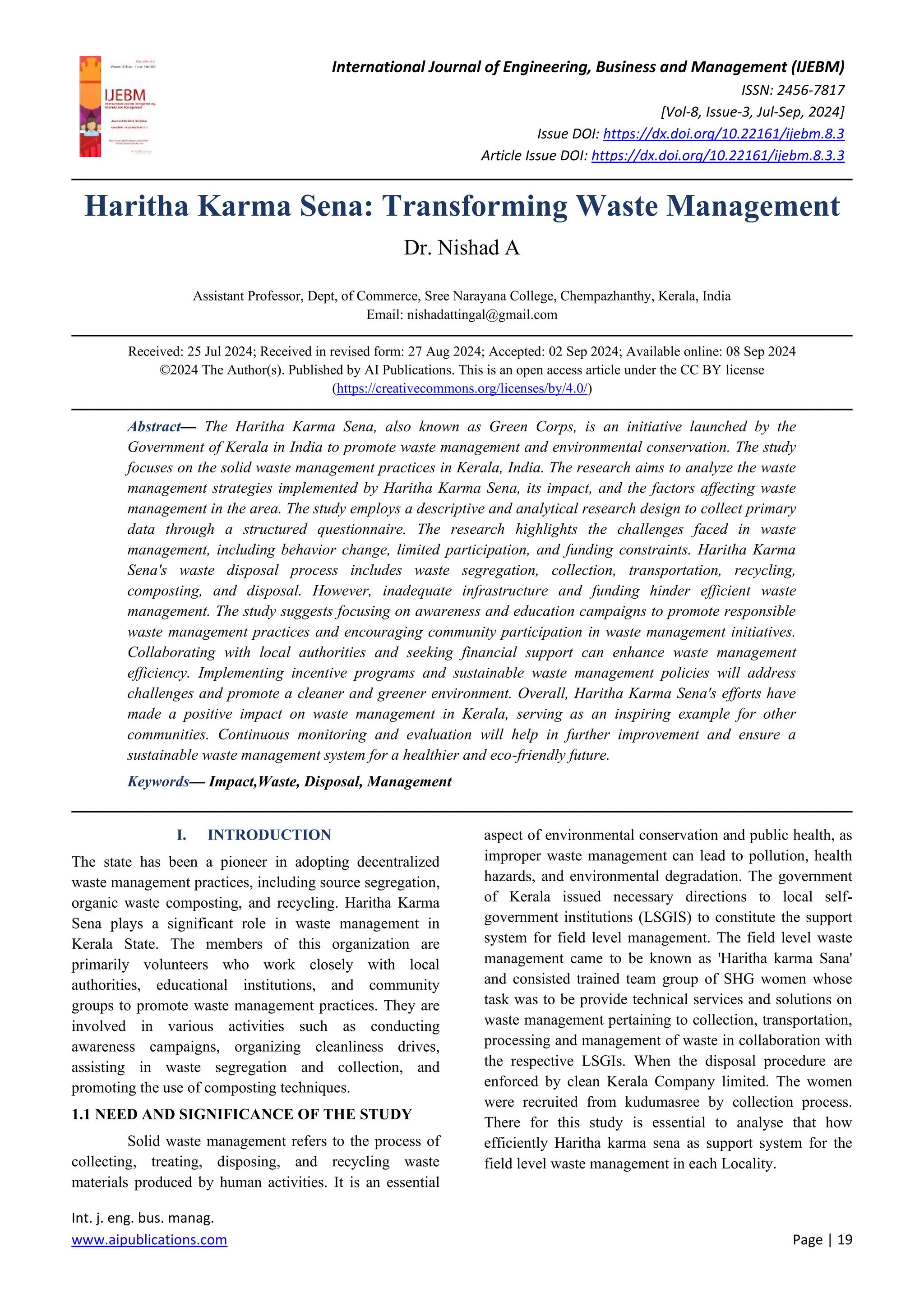 Haritha Karma Sena: Transforming Waste Management | PDF