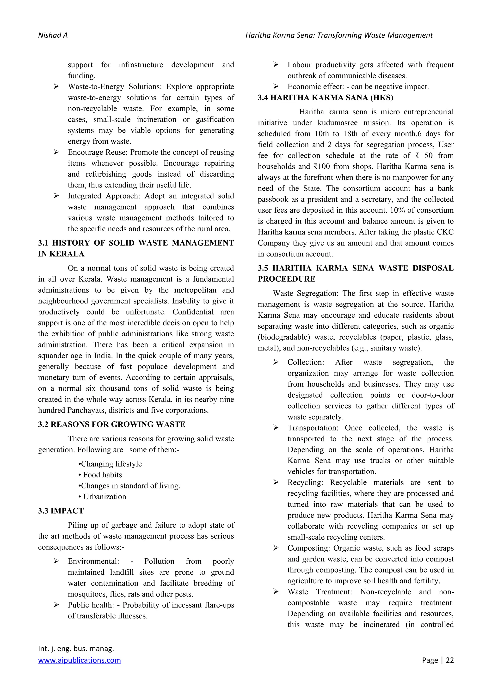 Haritha Karma Sena: Transforming Waste Management | PDF