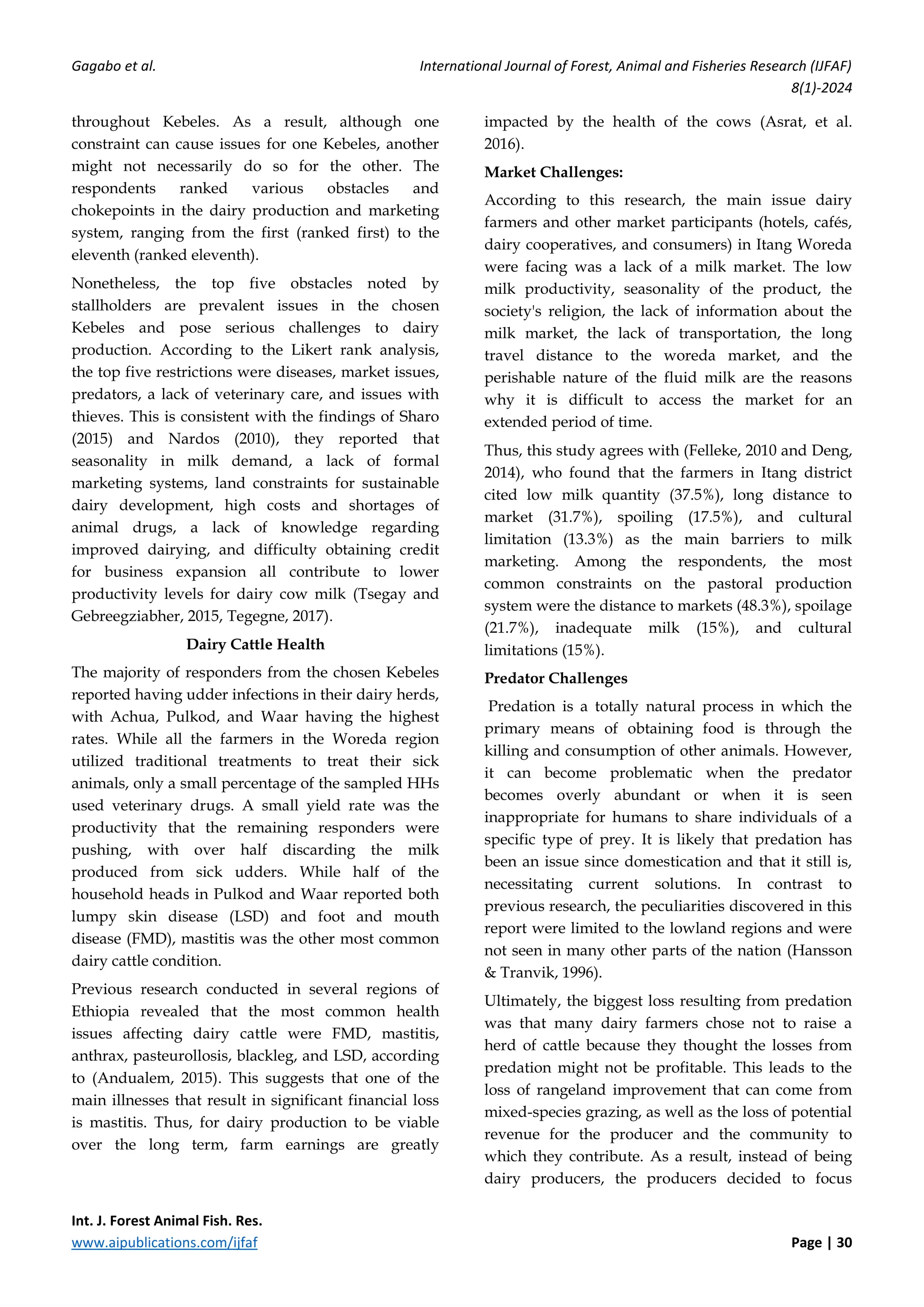 Analysis of Value Chain of Cow Milk: The Case of Itang Special Woreda ...