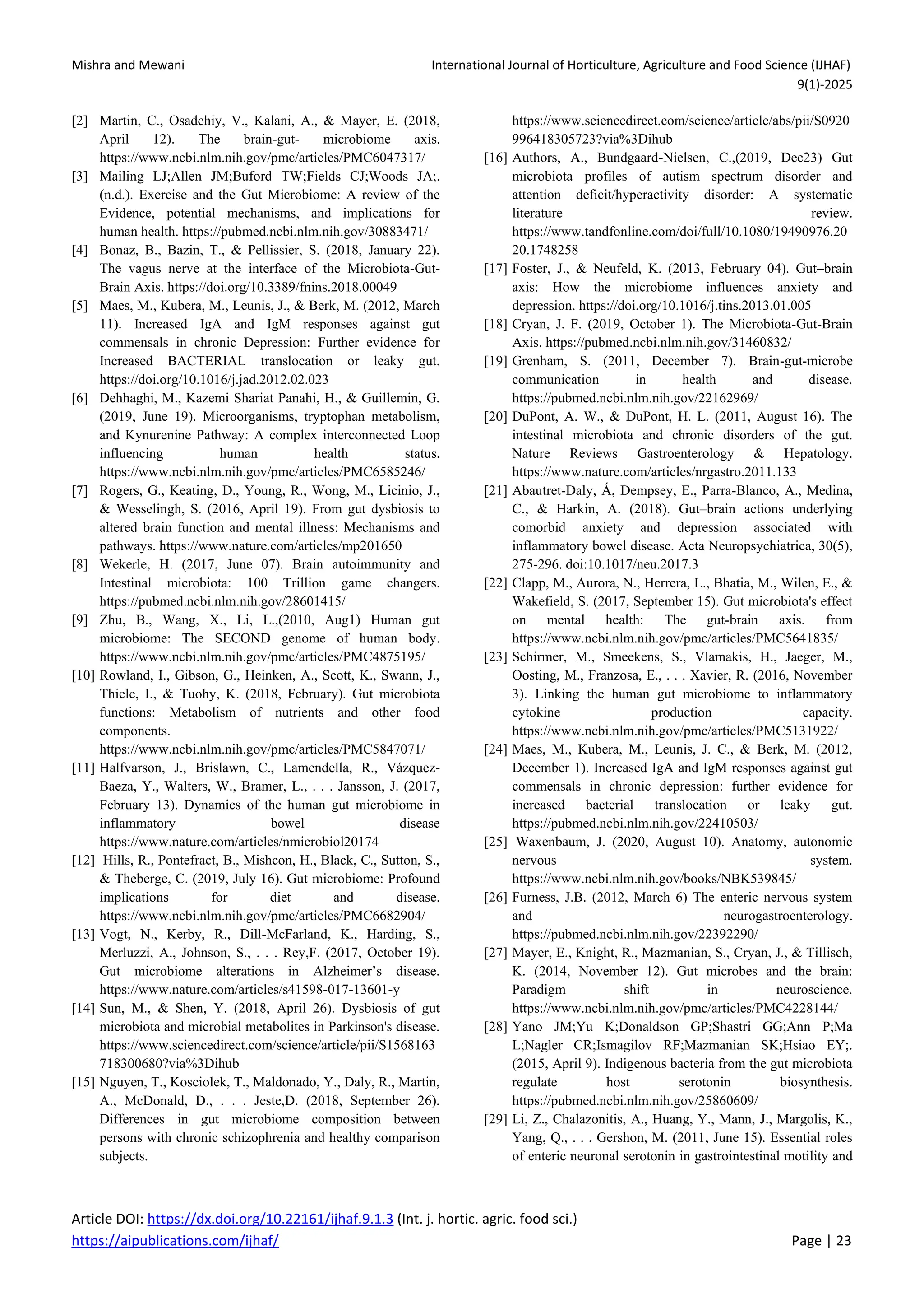 Exploring Gut Microbiome, Gut-Brain Axis and Relationship with Exercise; Exploring the Impact of ...