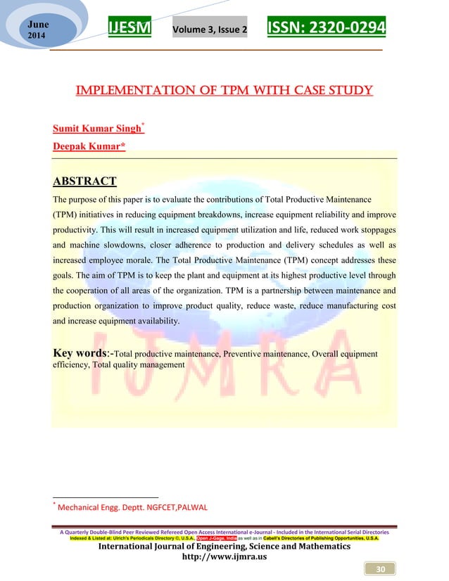 Implementation Of TPM with Case study | PDF