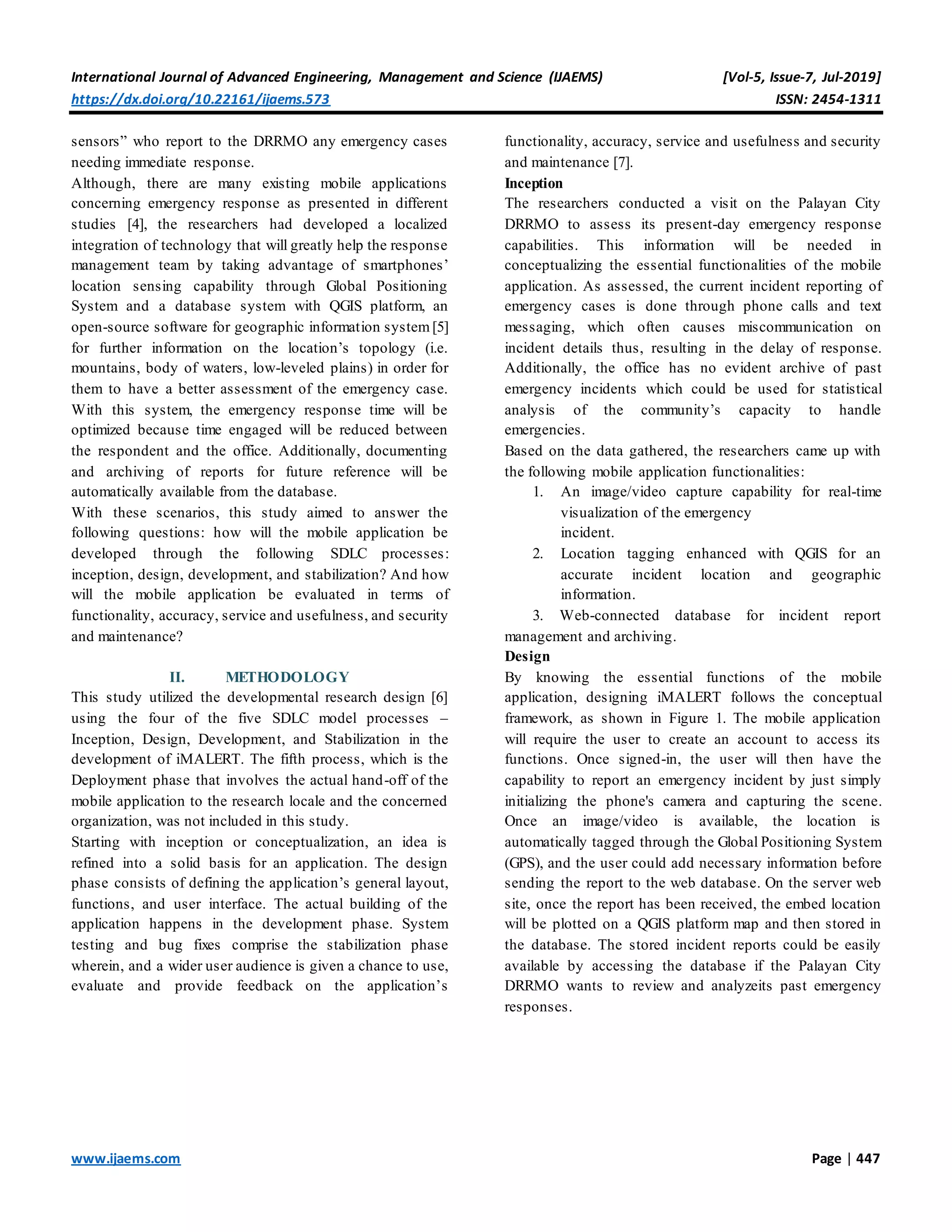 iMALERT – an Emergency Response Mobile ApplicationUsing Geo-Location for Palayan City Disaster ...