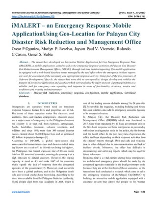 iMALERT – an Emergency Response Mobile ApplicationUsing Geo-Location ...