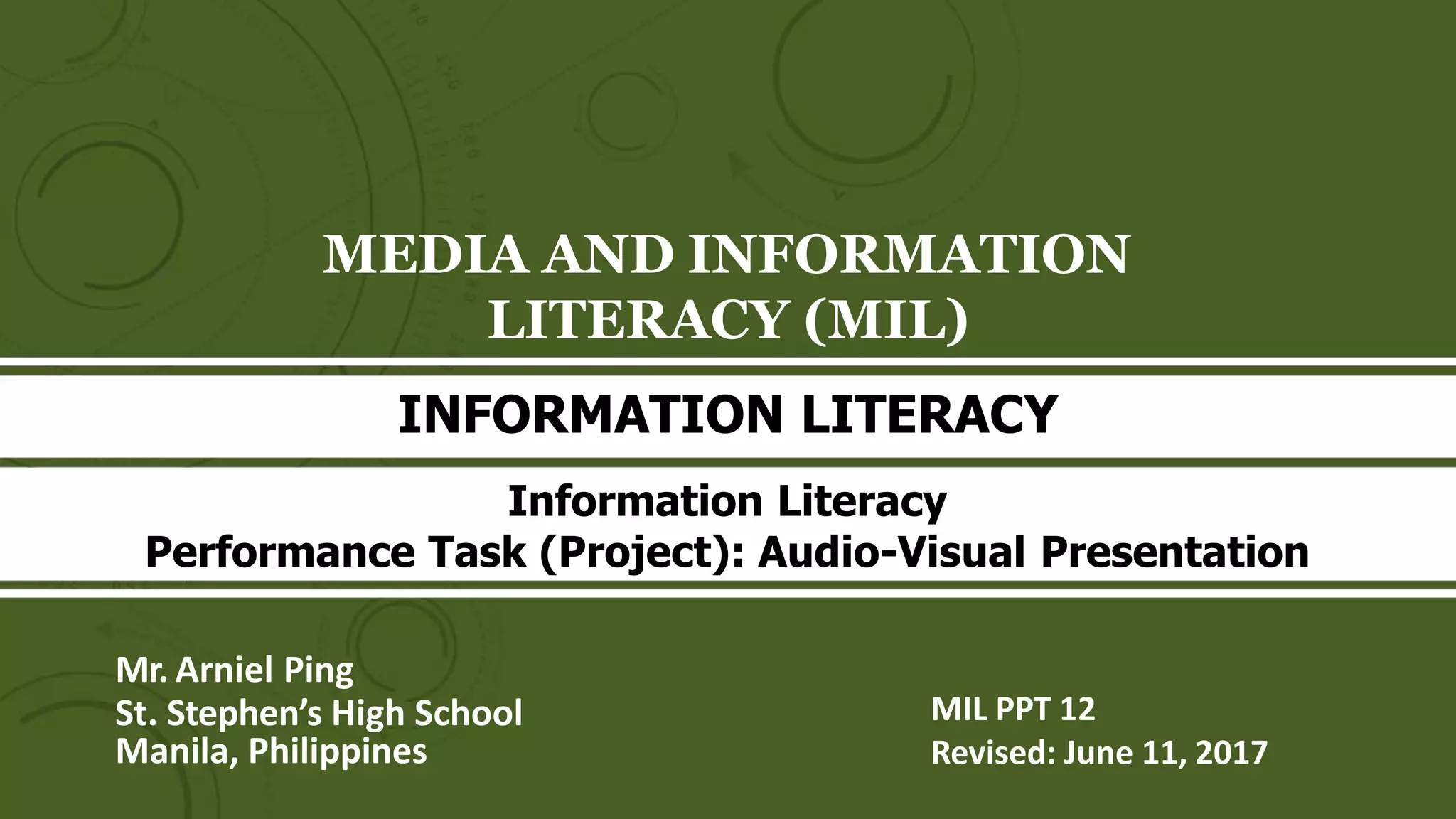 3 Information Literacy Performance Task Project Audio-Visual ...