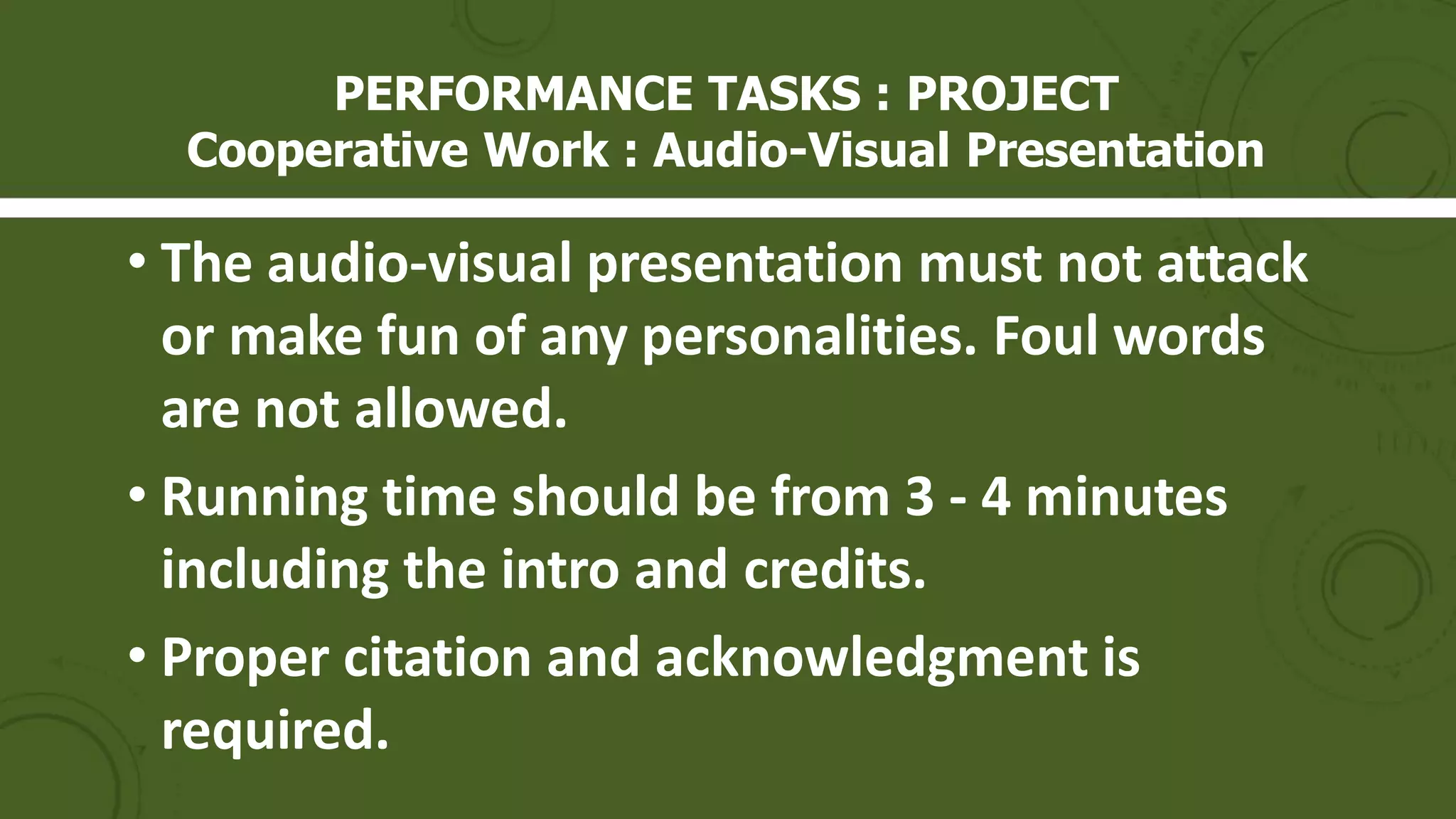 3 Information Literacy Performance Task Project Audio-Visual ...