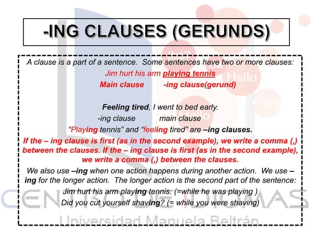 ING clauses (gerunds) | PPT