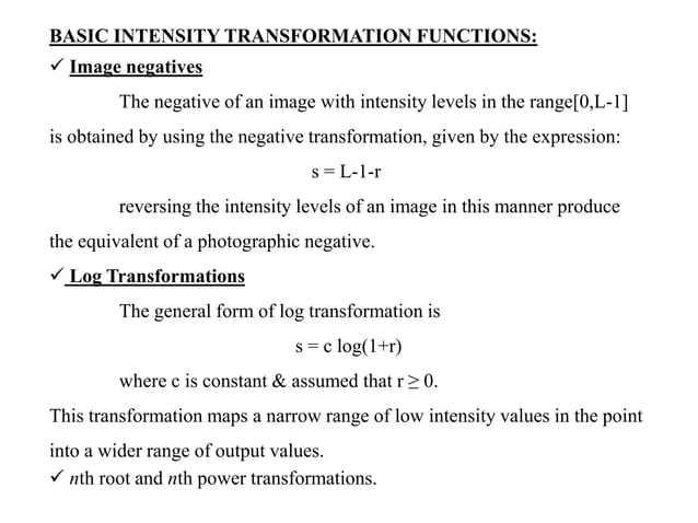 3 Intensity Transformations And Spatial Filtering Slides Ppt