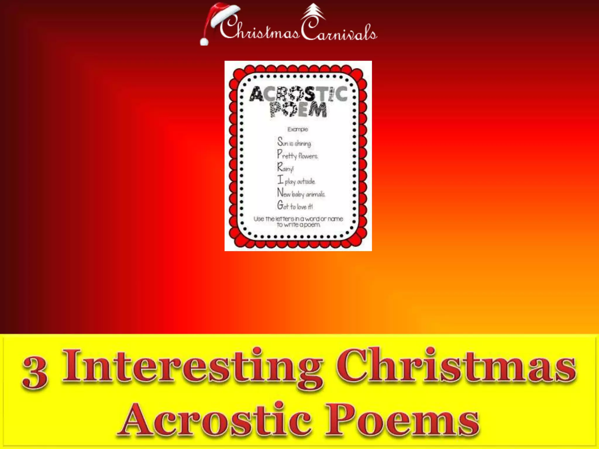 3 interesting christmas acrostic poems | PPTX