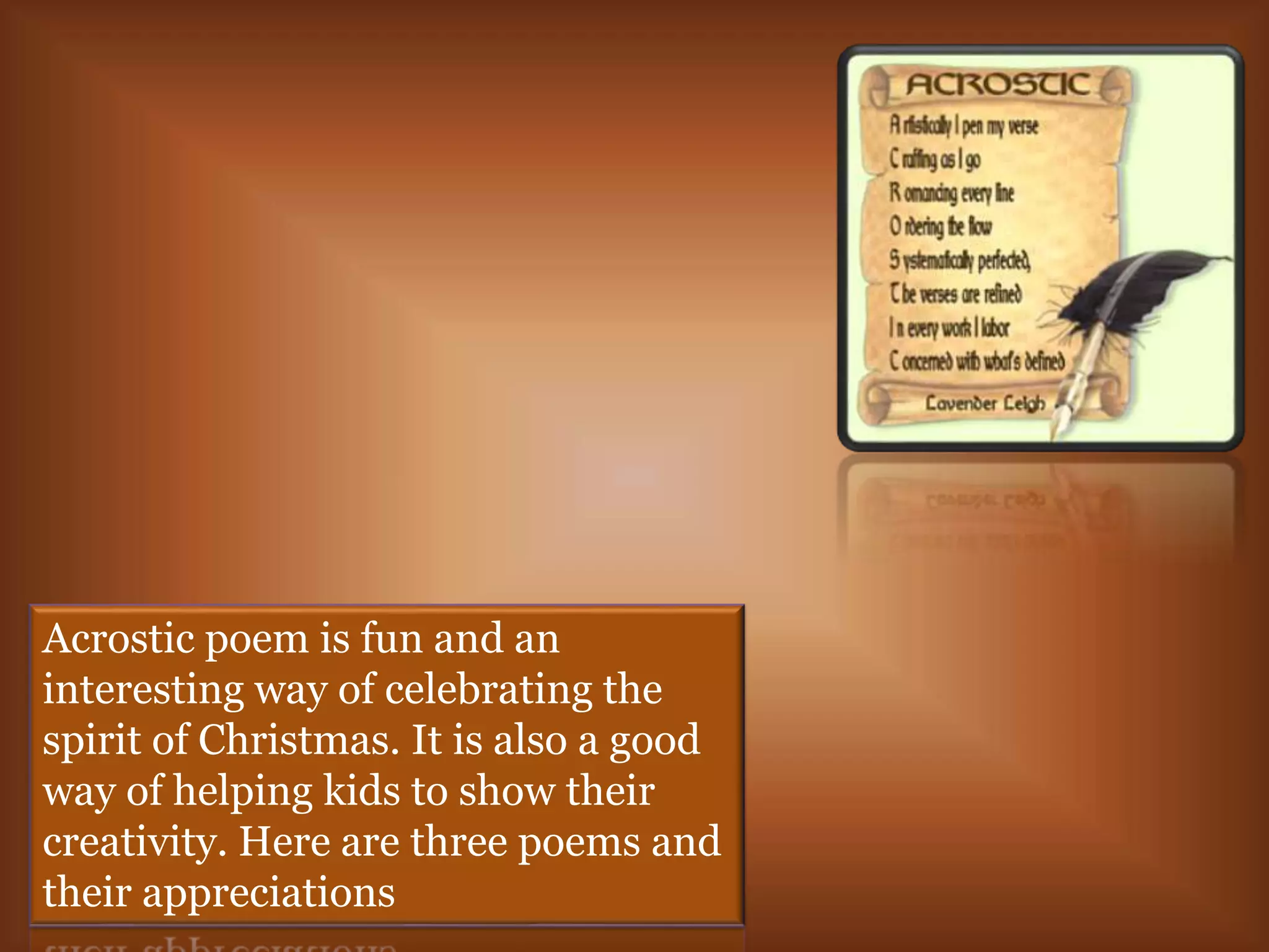 3 interesting christmas acrostic poems | PPTX