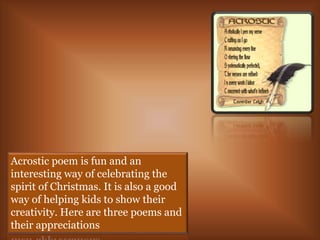 3 interesting christmas acrostic poems | PPTX