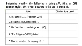 Inquiries-August 27 Citation Styles.pptx | Science