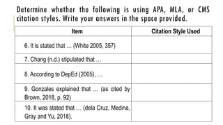 Inquiries-August 27 Citation Styles.pptx | Science