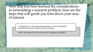 Lesson 1- Brainstorming for Research Topics | PPTX