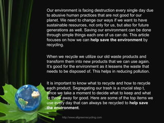 3 items to always recycle to help save the environment | PPTX ...