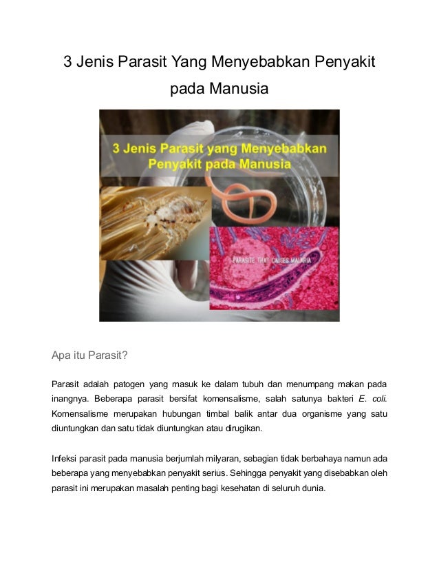 3 Jenis Parasit Yang Menyebabkan Penyakit pada Manusia