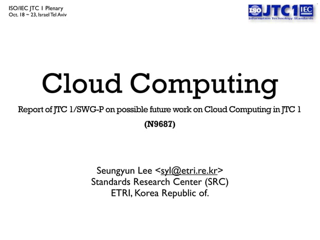 Cloud Computing on ISO/IEC JTC 1 | PDF