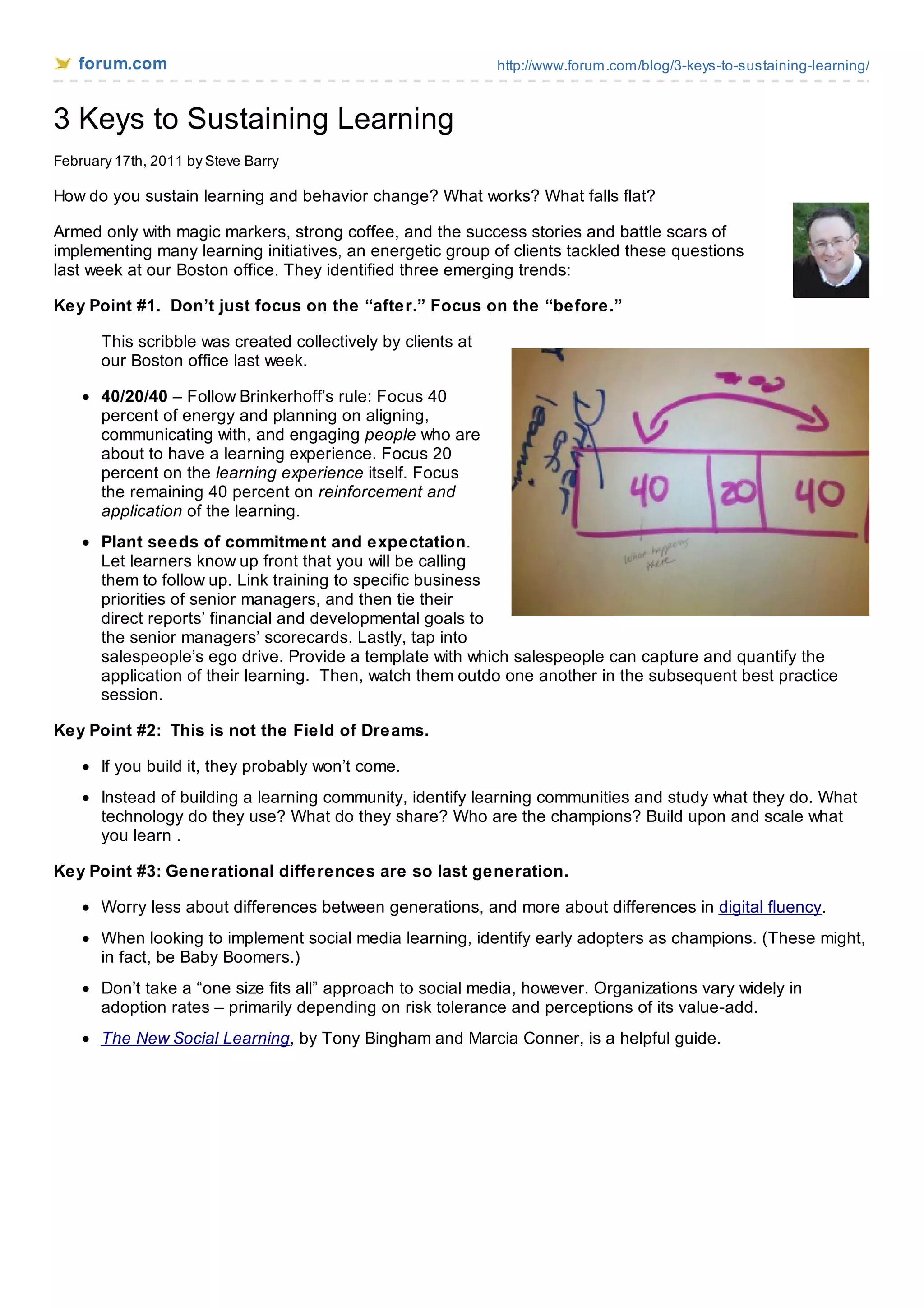 3 keys to sustaining learning | PDF