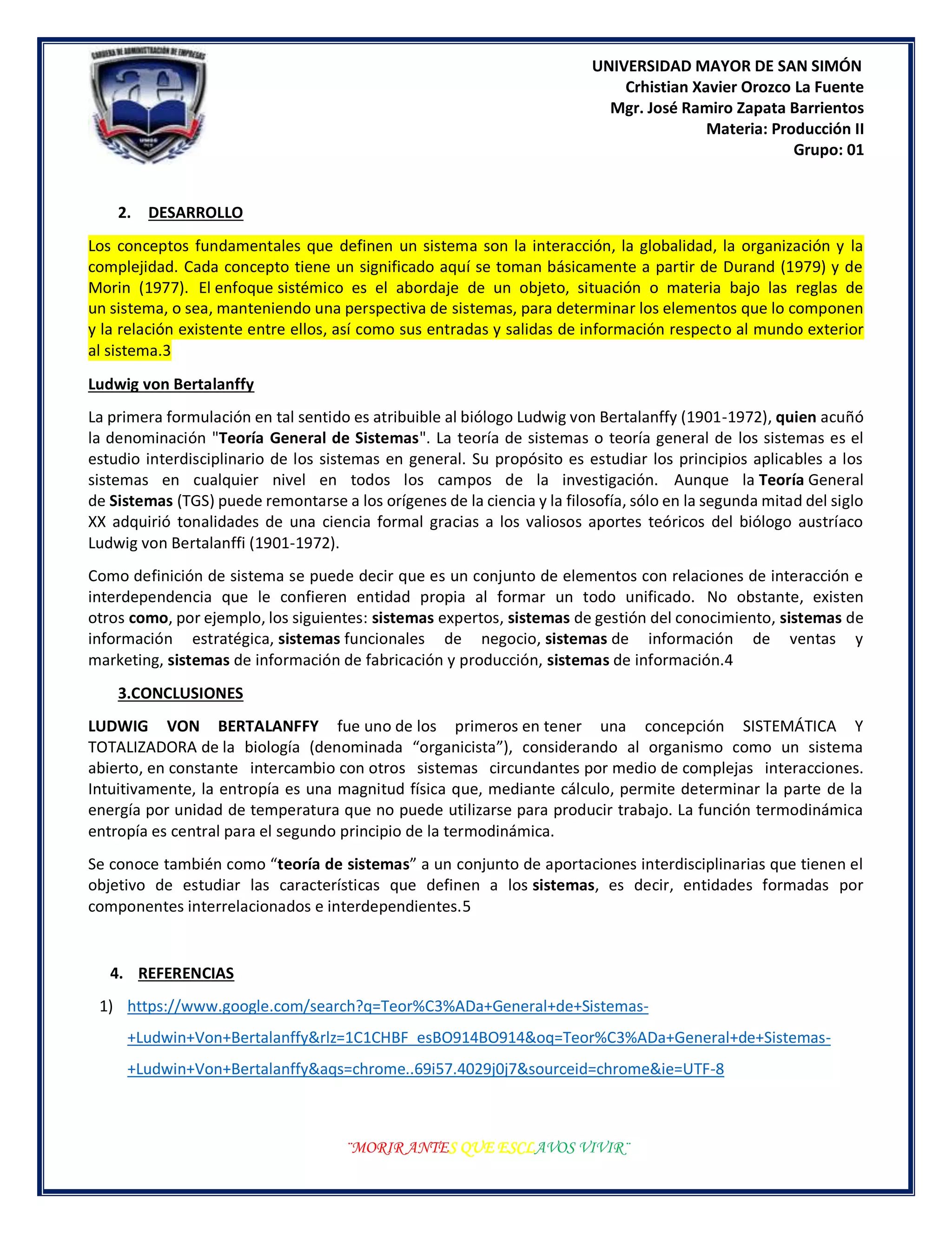 Teoría General De Sistemas Ludwin Von Bertalanff | PDF