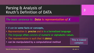 Knuth's Definitions of Data and Information | PPT