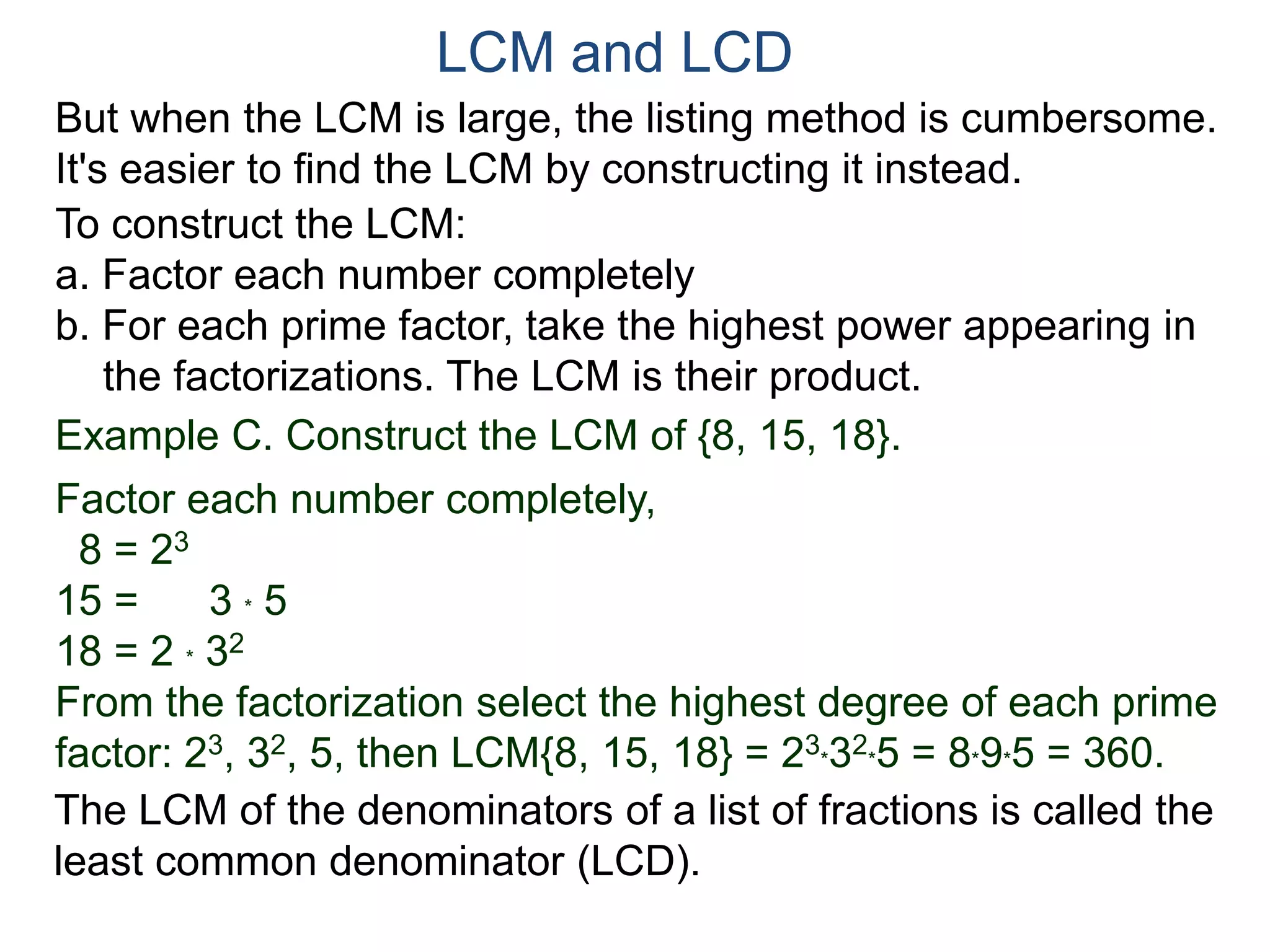 3 lcm and lcd, addition and subtraction of fractions | PPTX