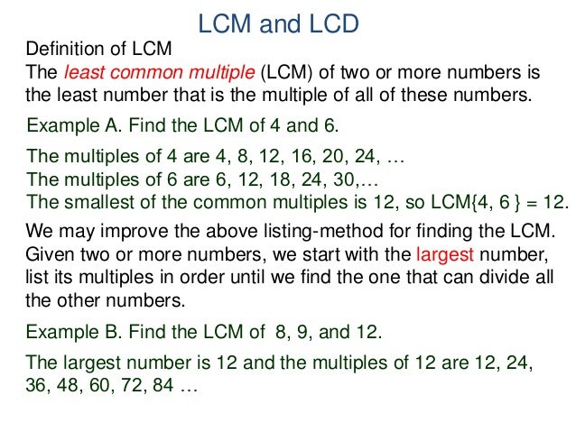3 lcm and lcd, addition and subtraction of fractions