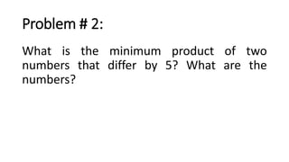 3 lesson 3 problems involving maximum and minimum points | PPTX