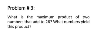 3 lesson 3 problems involving maximum and minimum points | PPT