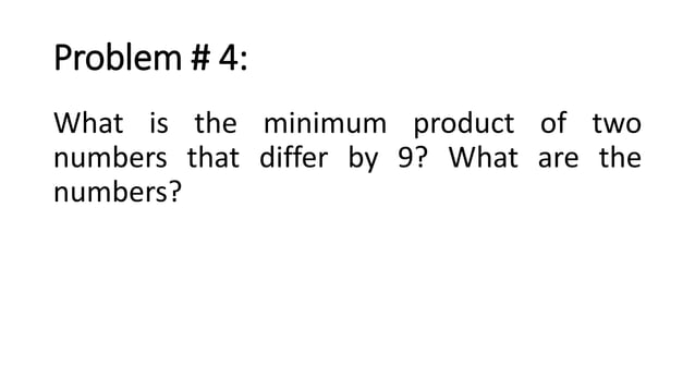 3 lesson 3 problems involving maximum and minimum points | PPT