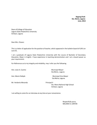 3 Letter Application | DOC