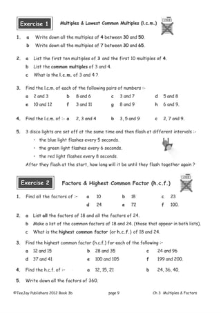 3 level 3b hw chapter 3 multiples and factors | PDF