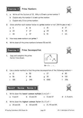 3 level 3b hw chapter 3 multiples and factors | PDF