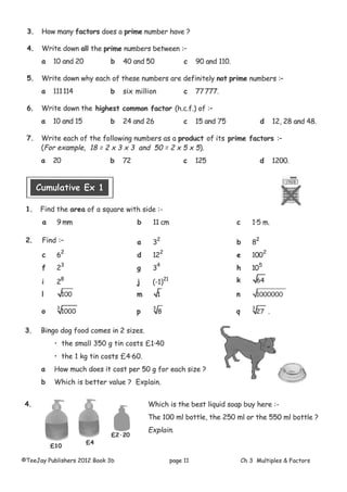 3 level 3b hw chapter 3 multiples and factors | PDF