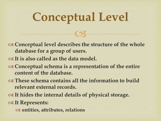 3 Level Architecture | PPTX | Databases | Computer Software and Applications