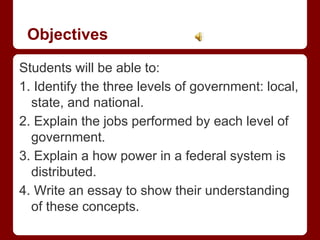 3 levels of government & federalism part 1 audio | PPT