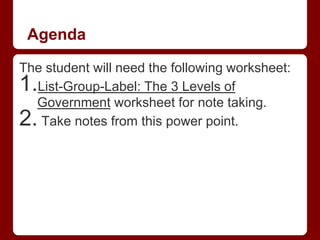 3 levels of government & federalism part 1 audio | PPTX